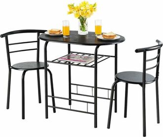 Costway Costway - Ensemble de Table et 2 Chaises pour Salle &agrave; Manger Dimension de la table : 80 x 53 x75cm (l x l x h) Noir