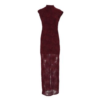 Rotate Rotate Birger Christensen - Robe Longue en Tulle &agrave; Appliqu&eacute;s Floraux - Femme - Robes - Brun - Taille: 42 FR