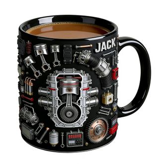 Generico Keramiktassen, mechanische Tasse, Retro-Keramikbecher mit rutschfestem Griff, f&uuml;r M&auml;nner, Kinder, Ehemann, Auto-Liebhaber, Tee, Kaffee, Haus, B&uuml;ro, Va