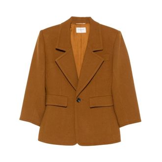 Saint Laurent Einknopf-Sakko aus geb&uuml;rsteter Wolle - - Jackets - Damen - Braun - M