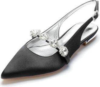 Miyoopark Chaussures de mariage basses pour femmes Slingback soirée décolleté, M670 Noir, 39.5 EU