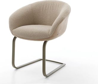 DELIFE Freischwinger Vinka-Flex mit Armlehnen Materialmix Schlamm Freischwinger flach Effektfinish Titan Taschenfederkern, Esszimmerst&uuml;hle