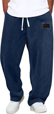 Generic Pantalon en velours c&ocirc;tel&eacute; stretch pour homme - Pantalon de jogging baggy - D&eacute;contract&eacute; - Taille &eacute;lastique - Pantalon de loisirs - Jambe droite - Coul