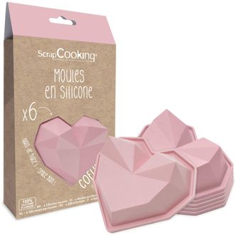 ScrapCooking 2912 Silikonformen, Herzform, 6 St&uuml;ck, Rosa