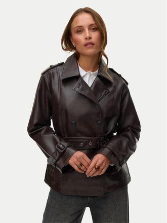 Vero Moda Jacke aus Kunstleder Gabby 10348783 Dunkelbraun Regular Fit