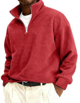 Generic Sweat-shirt l&eacute;ger automne-hiver pour homme tendance automne/hiver d&eacute;contract&eacute; &agrave; manches longues demi-fermeture &eacute;clair en polaire pour homme demi-ferme