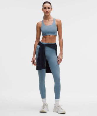 lululemon Wunder Train Leggings mit hohem Bund f&uuml;r Frauen - 64 cm - Gr&ouml;&szlig;e 10 in Steel Blue