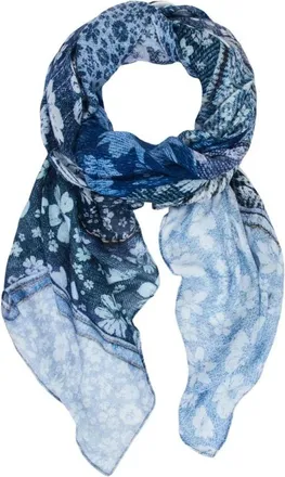Desigual Femme, Accessoires, Bleu, Taille: ONE Size Floral Pattern Viscose Scarf