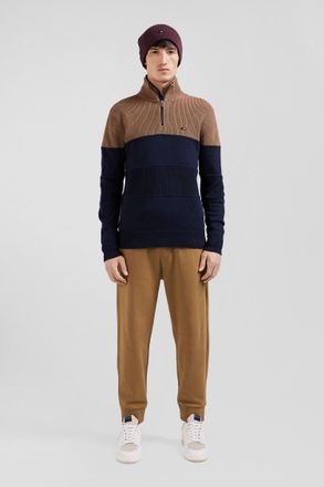 Eden Park Pull Col Camionneur En Coton Noisette &Agrave; Jeux De Maille Coupe Regular