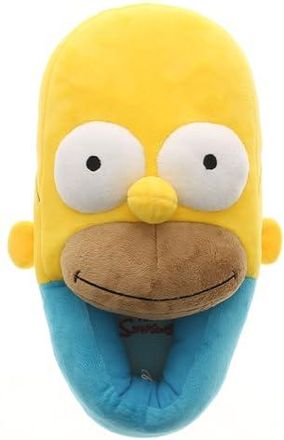 Wynsors The Simpsons Homer Simpson Chaussons fantaisie pour homme avec visage 3D en peluche, doublure rembourr&eacute;e, semelle antid&eacute;rapante, coloris assortis, 42 