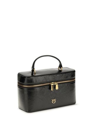 Pinko Womens Classic Leather Beauty Case Nero-Antique Gold Calf Bos Taurus Wallet