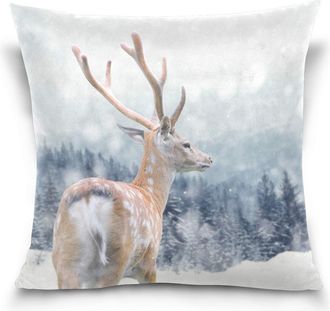 Linomo Kissenbezug 40x40 cm, Winter Tier Hirsch Dekorative Kissenbezug Kissenh&uuml;lle f&uuml;r Couch Sofa Bett Hause