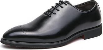 Generic Chaussures habillées Oxford en cuir pour homme, tendance, classique, à bout aile, à enfiler, chaussures décontractées, Noir, 42 2/3 EU