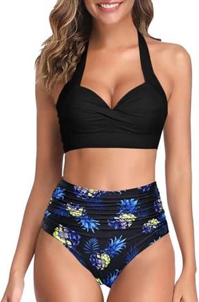 Generic Ensemble bikini sexy et &eacute;l&eacute;gant pour femme - Deux pi&egrave;ces - Col en V - Triangle - Push Up - Bikini de plage - Maillot de bain ventre plat - Haut de bik
