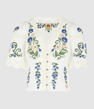 Farm Rio Blouse Countryside Land Embroidery