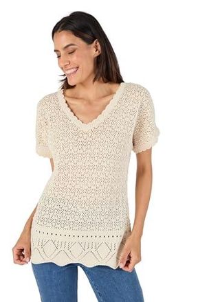 Damart Pull en Maille Pointelle Femme Marron Taille 38/40