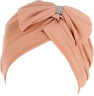 Generic Wrap Cancer Cap Headwear Hat Cap Ethnic Braid Cover Bowknot Head Turban Heardband Headband Tricot, kaki, taille unique