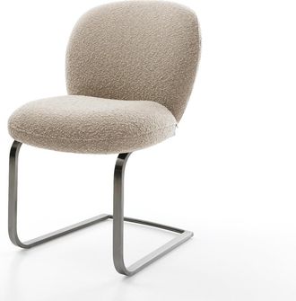 DELIFE Freischwinger Nube-Flex Boucl&eacute; Schlamm Freischwinger flach Graphit Taschenfederkern, Esszimmerst&uuml;hle