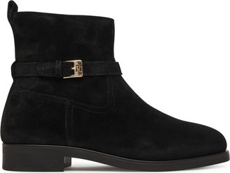 Tommy Hilfiger Stiefeletten Tommy Hilfiger Th Buckle Riding Suede Bootie FW0FW09047 Schwarz