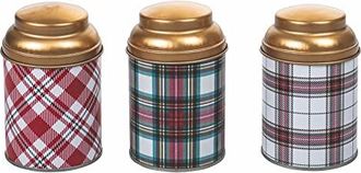 Villa D'Este Home Tivoli Tartan Dosen aus Metall &Oslash; 6,5 cm, sortiert, klein