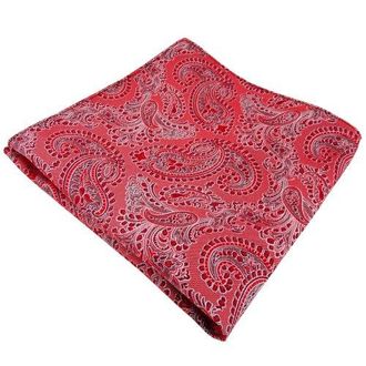 TigerTie pochette en soie rouge bordeaux argent paisley à motifs - pochette pure soie