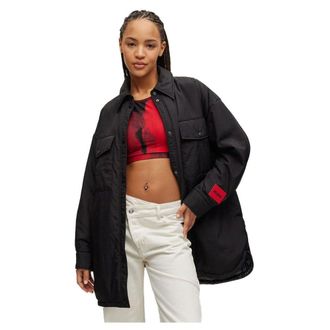 HUGO BOSS Damen Black Outerwear Jacket, Schwarz, L EU