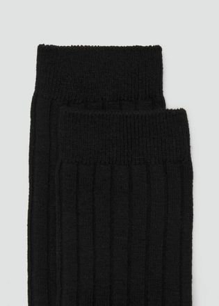 Mango Chaussettes laine m&eacute;lang&eacute;e maille c&ocirc;tel&eacute;e noir - Femme - Taille unique - MANGO