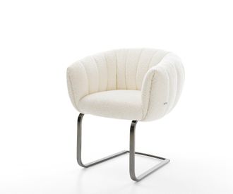 DELIFE Freischwinger Jada-Flex Boucl&eacute; Wei&szlig; Freischwinger flach Graphit Taschenfederkern, Esszimmerst&uuml;hle