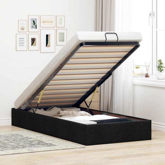 vidaXL Vidaxl - Cadre de lit ottoman noir 80x200 cm - Tissu 100% polyester - M&eacute;canisme de levage hydraulique - Grand espace de rangement