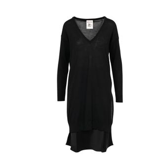 Semicouture Schwarzes Woll V-Ausschnitt Kleid Italien - - Dresses - Damen - Schwarzk - XS