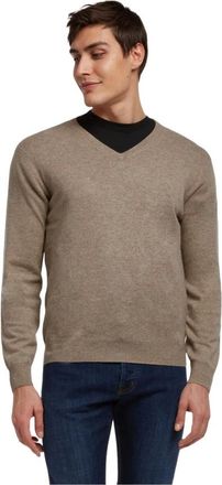 Brooks Brothers Homme, Pulls, Beige, Taille: M Pull en V en Laine et Cachemire