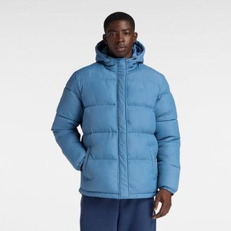 New Balance Homme Puffer Jacket en Bleu, Nylon, Taille XL