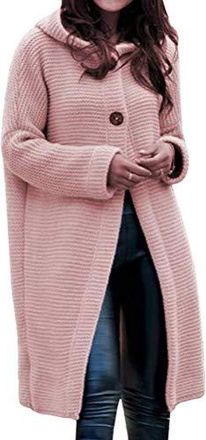 Onsoyours Gilet Femme Cardigan Long en Tricot Veste Ouvert Épais Manches Longues Pull Gilet Chaud Pull Gilet Chaud Casual Capuche Manteau Sweater Hiver Outwear