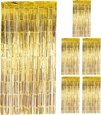 NUOBESTY 6st&uuml;cke Lametta-fransenvorhang Goldener Girlanden-Hintergrund F&uuml;r Partys Geburtstage Verlobungen Mit Folienfransen Als T&uuml;r-Dekoration F&uuml;r Feiern Und V