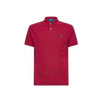 Ralph Lauren Homme, Tops, Rouge, Taille: L Polo brod&eacute; &agrave; deux boutons
