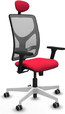 Piqueras y Crespo B&uuml;rostuhl mit 3D-Armlehnen und festem Kopfteil, ausgestattet mit 3 Positionen und Schneideschaum, mit Rollen von 65 mm, Parkett, Grau/Rot