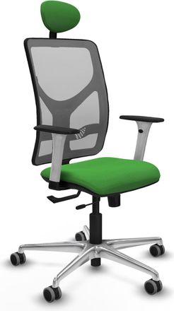 Piqueras y Crespo B&uuml;rostuhl, R&uuml;ckenst&uuml;tze, mit wei&szlig;en und schwarzen Armlehnen, h&ouml;henverstellbare Lendenwirbelst&uuml;tze und festes Kopfteil, ausgestattet mit Syncro/Traslac