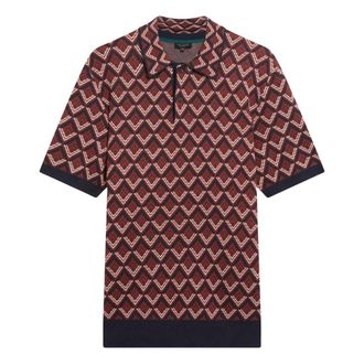 Ted Baker Melvvin Geo Jacquard Bordeauxfarbenes Strick-polohemd