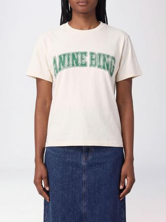 Anine Bing Baumwoll-T-Shirt mit Rundhalsausschnitt und kontrastierendem Logo