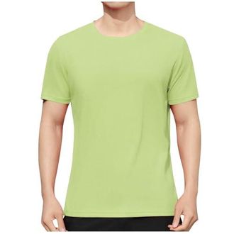 Generic T-shirt &agrave; col rond uni d&eacute;contract&eacute; classique polyvalent extensible l&eacute;ger respirant basique &agrave; manches courtes pour course &agrave; pied gym, 01 Or, XXL