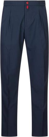 Kiton Homme, Pantalons, Bleu, Taille: W40 Pantalon en serg&eacute; &agrave; plis fusel&eacute;s