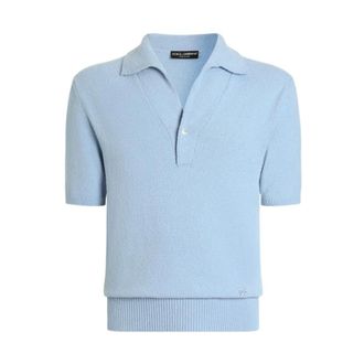 Dolce & Gabbana Homme, Tops, Bleu, Taille: XL Polo en maille lisse