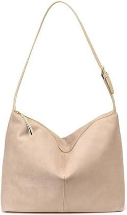 Generic HICARRY Sac &agrave; main en daim pour femme - Vintage - Avec fermeture &eacute;clair - Pour l&eacute;cole, le travail, les voyages, beige