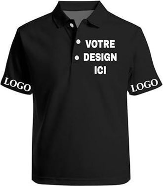 Generic Personnalisée Polo Golf Tshirt avec Photo Texte Logo Chemises de Polo Homme Manches Courtes pour Femmes Blanc Personnalisable pour Cadeaux