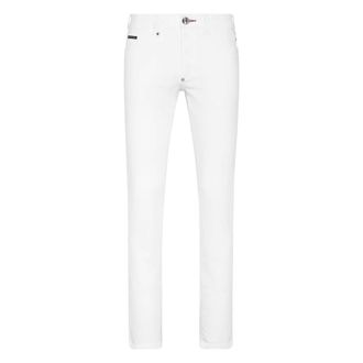 Philipp Plein Homme, Jeans, Blanc, Taille: W38 Pantalon en Denim Coupe Super Droite Basic