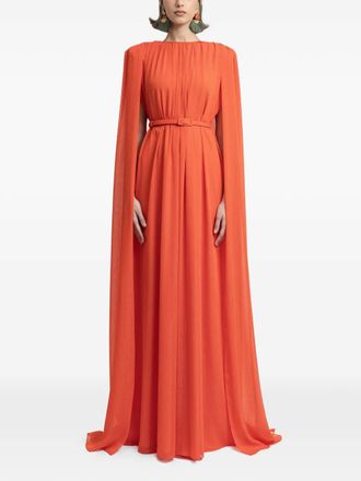 Gemy Maalouf robe longue &agrave; mancherons - Orange