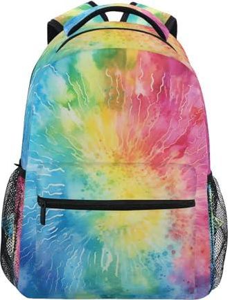Generic Tie-Dye Rainbow Cartable Scolaire Antivol Sacs D&Eacute;cole L&eacute;ger Sacs A Dos Pour Femme V&eacute;lo Homme 29X40Cm
