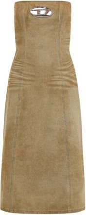 Diesel Femme, Robes, Beige, Taille: 36 FR Denim Strapless Midi Dress