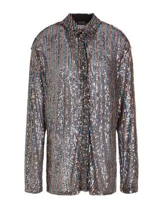 8 by YOOX STRIPED SEQUIN SHIRT