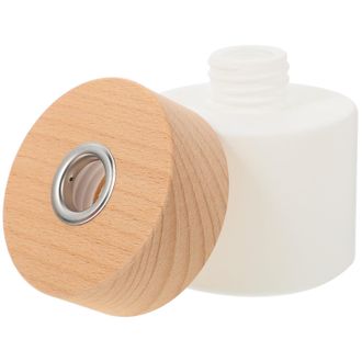 NUOBESTY Glas Duftflasche 100 ml Mattwei&szlig; mit Holzdeckel Nachf&uuml;llbare Duftdiffusorflasche f&uuml;r Schlafzimmer Wohnzimmer und B&uuml;ro Tisch Diffusorhalter f&uuml;r &Auml;theris